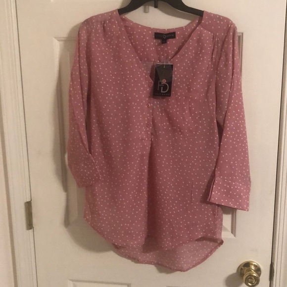 Fred David | Tops | Fred David Pink With White Polka Elbow Sleeve ...
